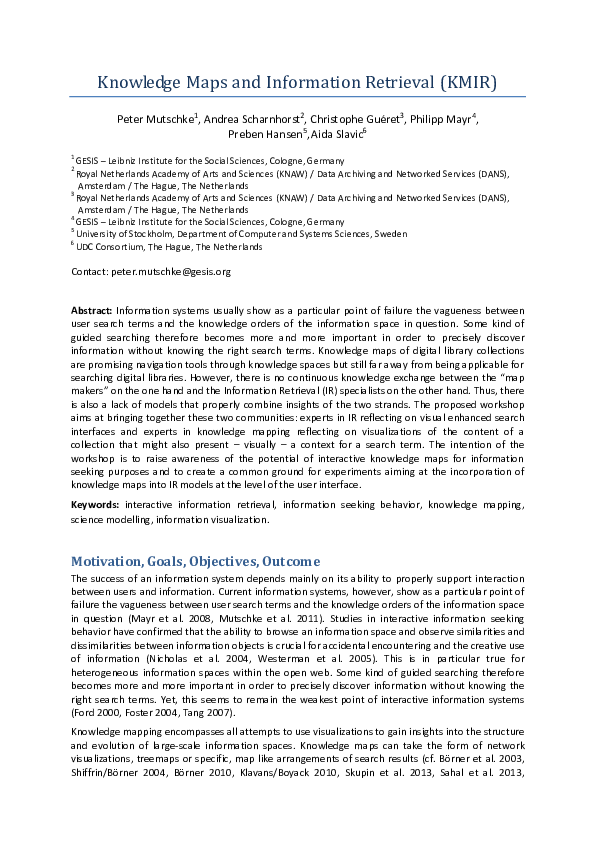 (PDF) Knowledge Maps and Information Retrieval (KMIR)