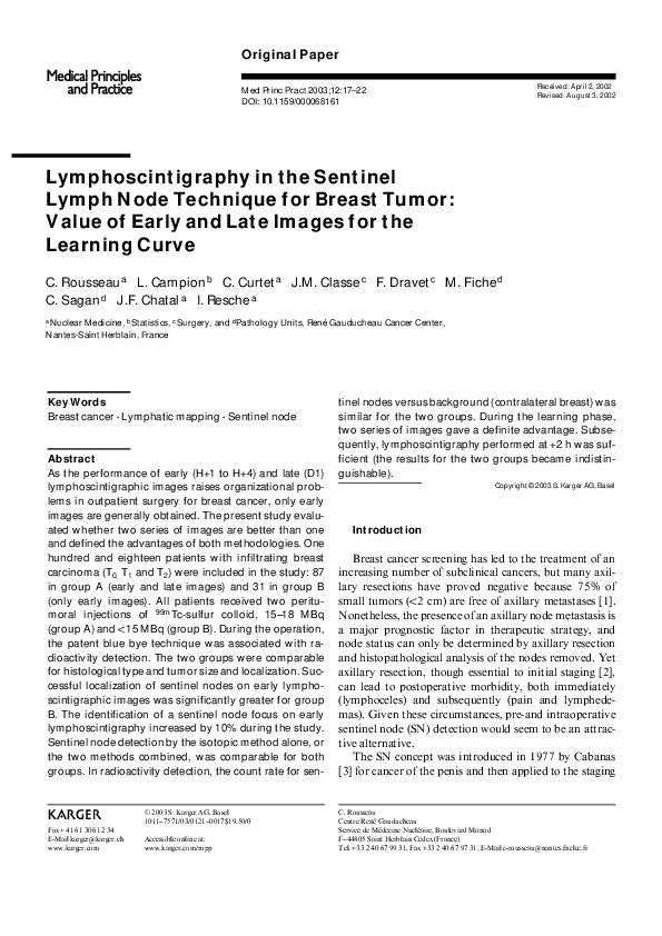 (PDF) Lymphoscintigraphy in Sentinel Node Detection