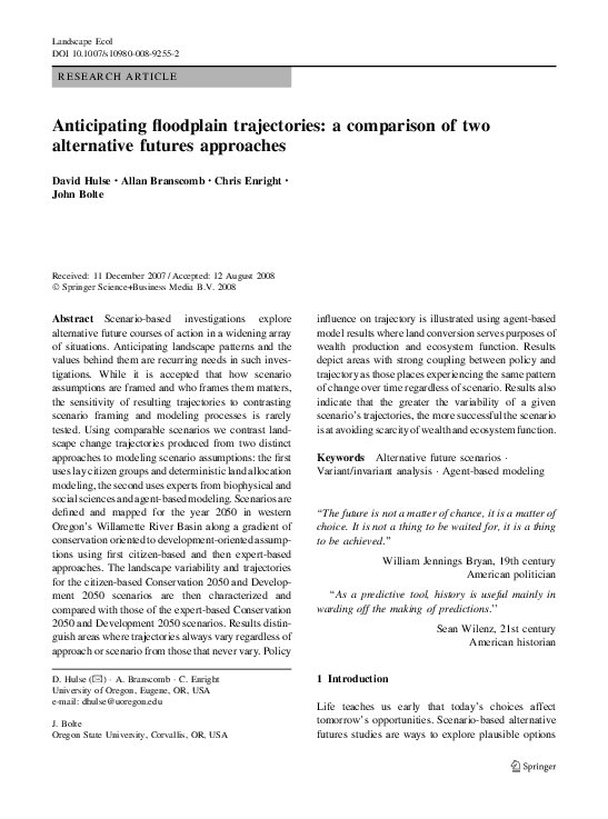 (PDF) Anticipating floodplain trajectories: a comparison of two ...