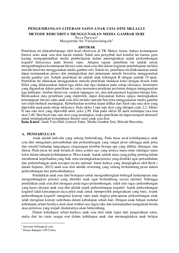 (PDF) Pengembangan Literasi Sains Anak Usia Dini Melalui Metode ...