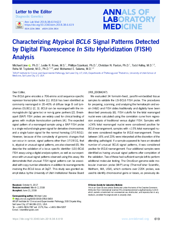 (PDF) Characterizing Atypical BCL6 Signal Patterns Detected by Digital ...