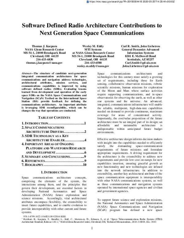 (PDF) Software defined radio architecture contributions to next ...