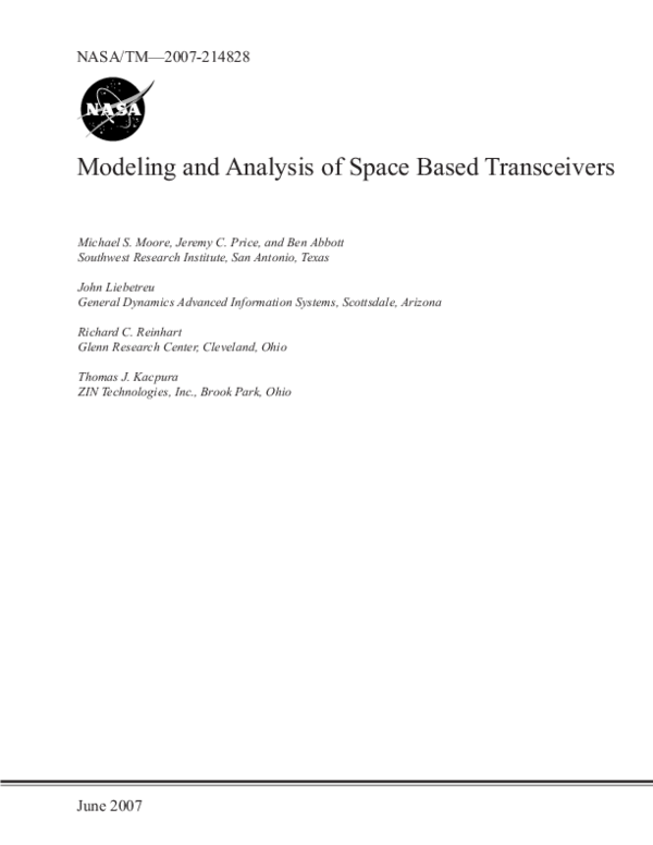 (PDF) Modeling and Analysis of Space Based Transceivers