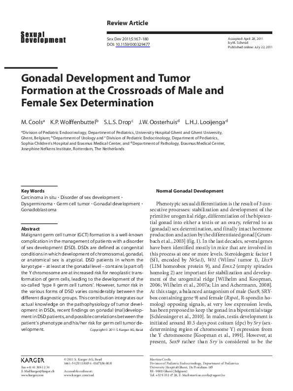 (PDF) Gonadal Development and Tumor Formation at the Crossroads of Male ...