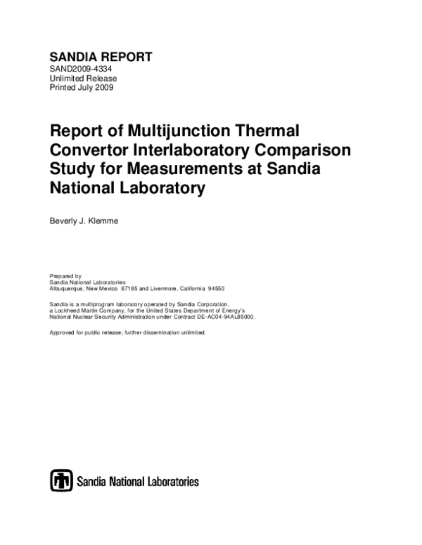 (PDF) Report of multijunction thermal convertor interlaboratory ...