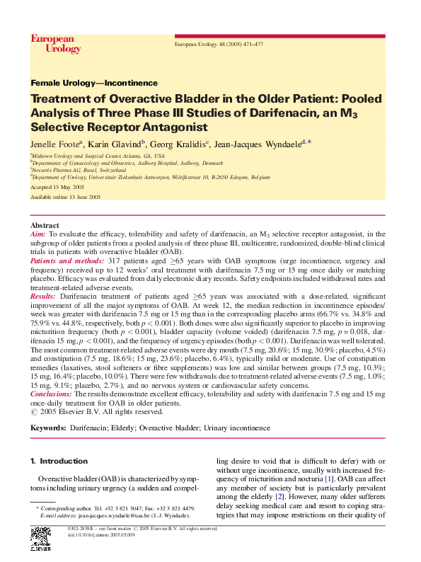 (PDF) Treatment of Overactive Bladder in the Older Patient: Pooled ...