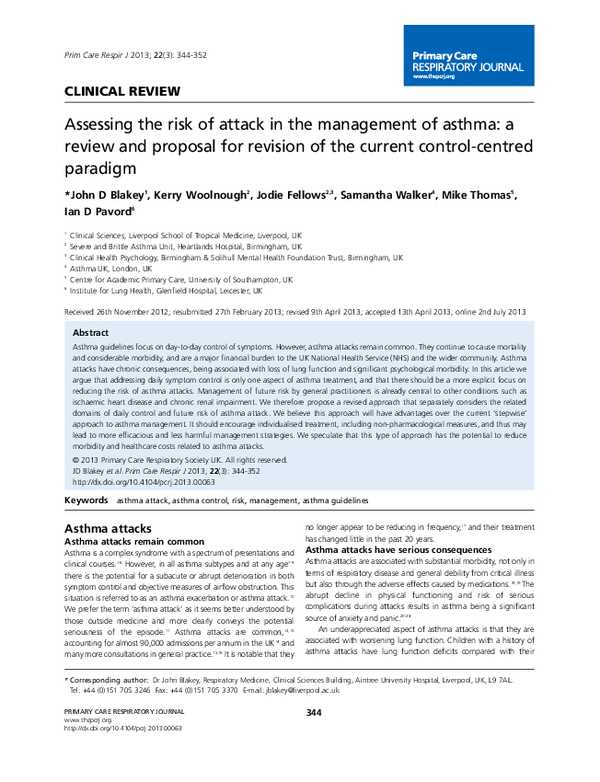 (PDF) Assessing the risk of attack in the management of asthma: A ...