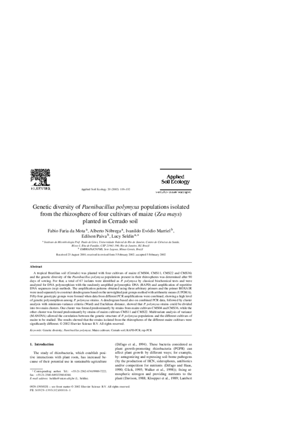 (PDF) Genetic diversity of Paenibacillus polymyxa populations isolated ...