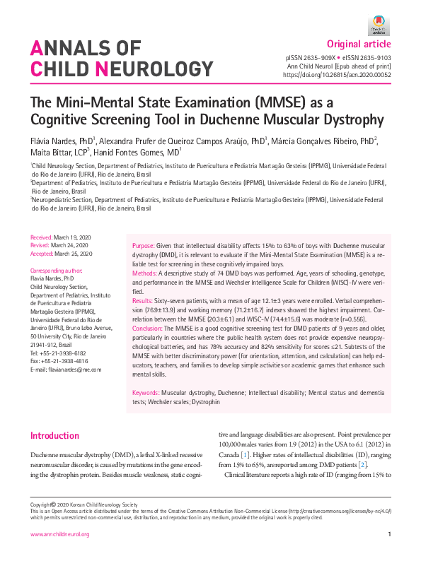 (PDF) The Mini-Mental State Examination (MMSE) as a Cognitive Screening ...