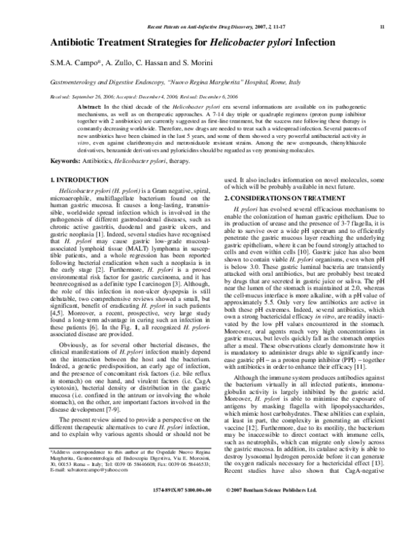(PDF) Antibiotic treatment strategies for Helicobacter pylori infection