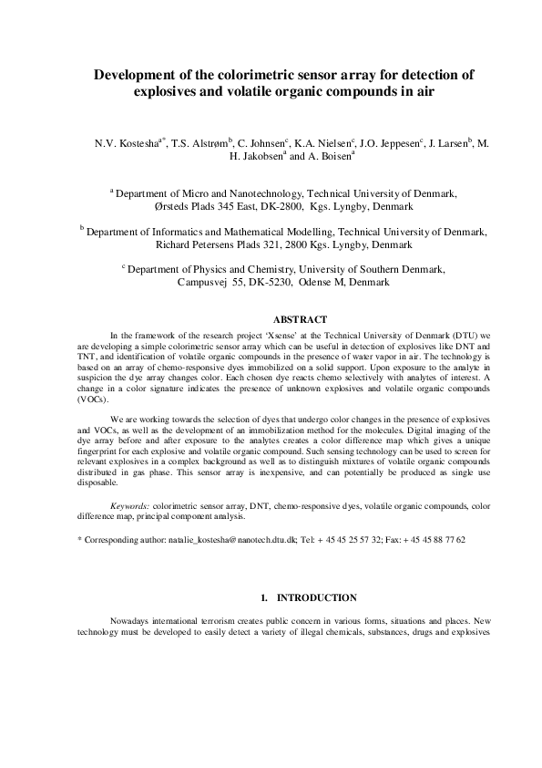 Pdf Development Of The Colorimetric Sensor Array For Detection Of
