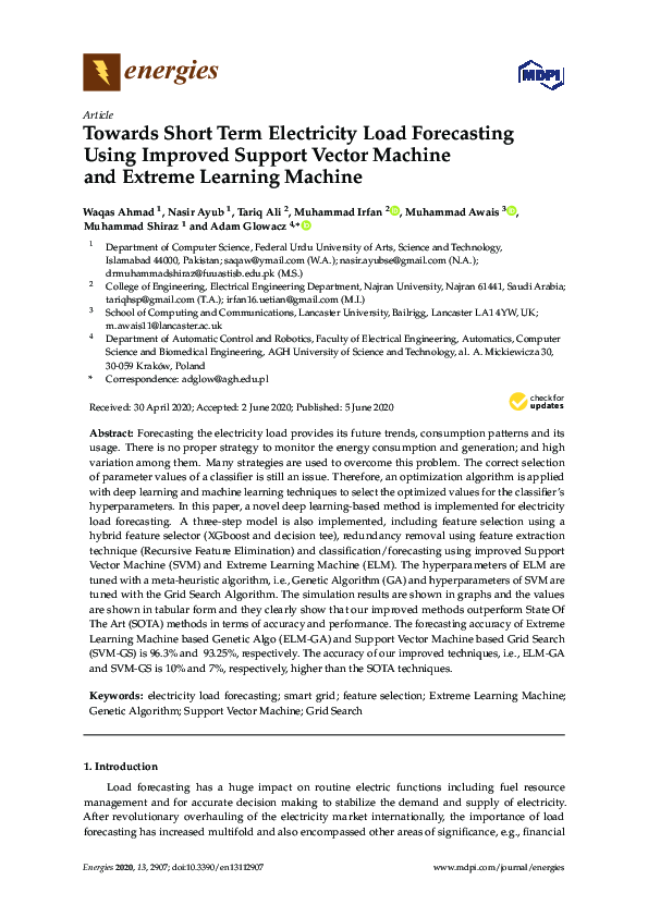(PDF) Towards Short Term Electricity Load Forecasting Using Improved ...