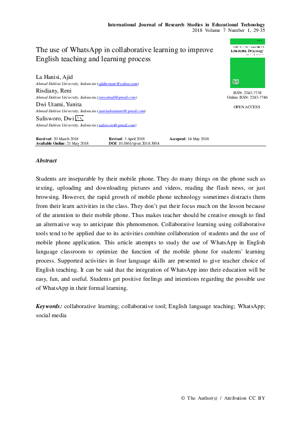 (PDF) The use of WhatsApp in collaborative learning to improve English ...