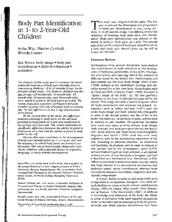 (PDF) Body Part Identification in 1- to 2-Year-Old Children