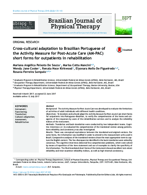 (PDF) Cross-cultural adaptation to Brazilian Portuguese of the Activity ...