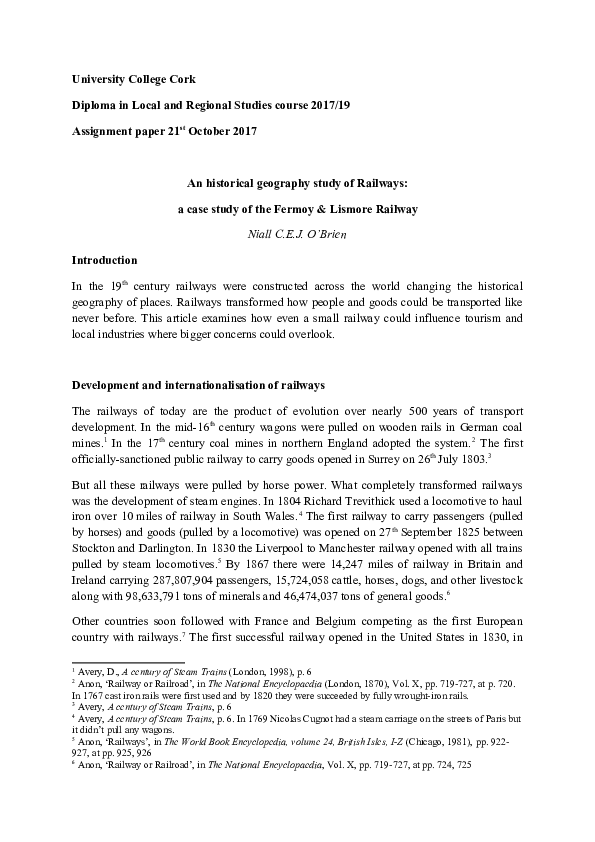 (DOC) Fermoy and Lismore Railway Company, a case study