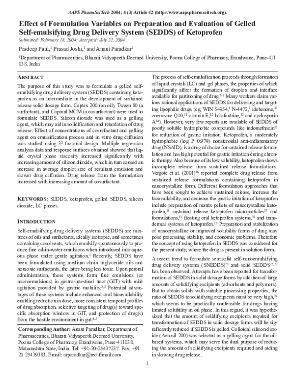 Pdf Effect Of Formulation Variables On Preparation And Evaluation Of