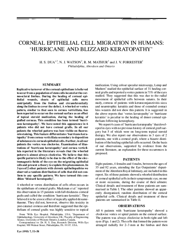 (PDF) Corneal epithelial cell migration in humans: ‘Hurricane and ...
