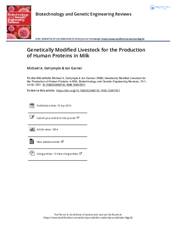 (PDF) Genetically Modified Livestock for the Production of Human ...