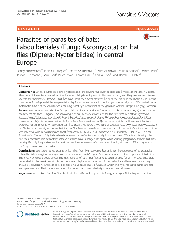 (PDF) Parasites of parasites of bats: Laboulbeniales (Fungi: Ascomycota ...
