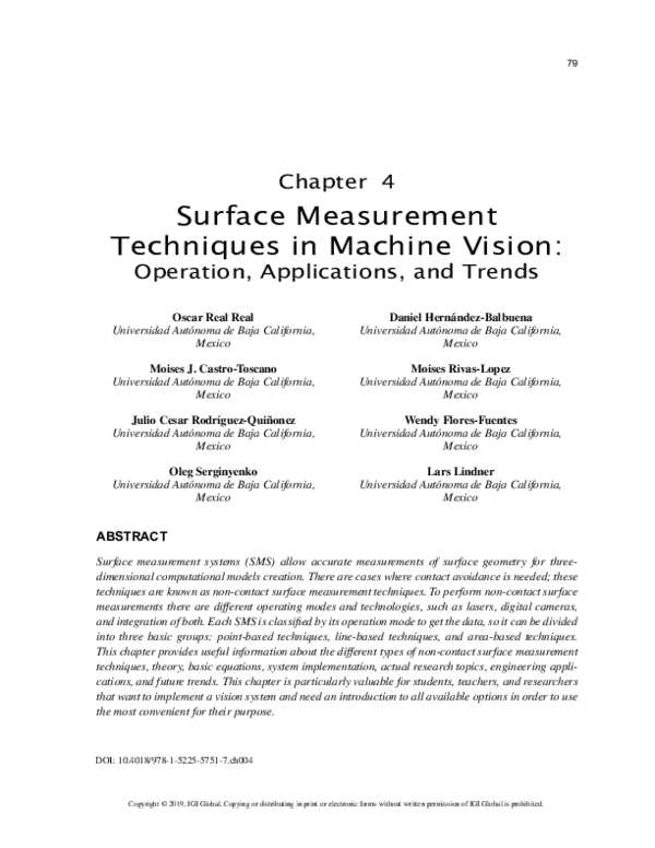 (PDF) Surface Measurement Techniques in Machine Vision