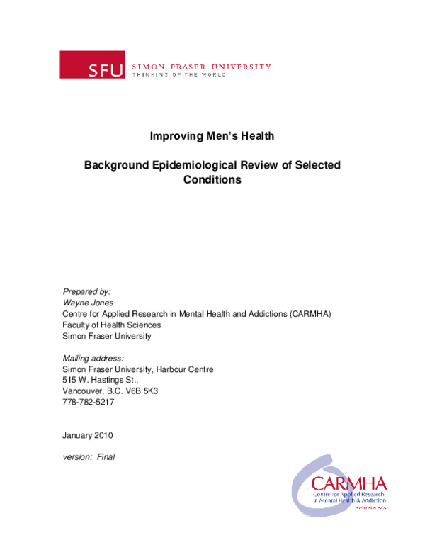 (PDF) A Roadmap to Men's Health: Current Status, Research, Policy ...