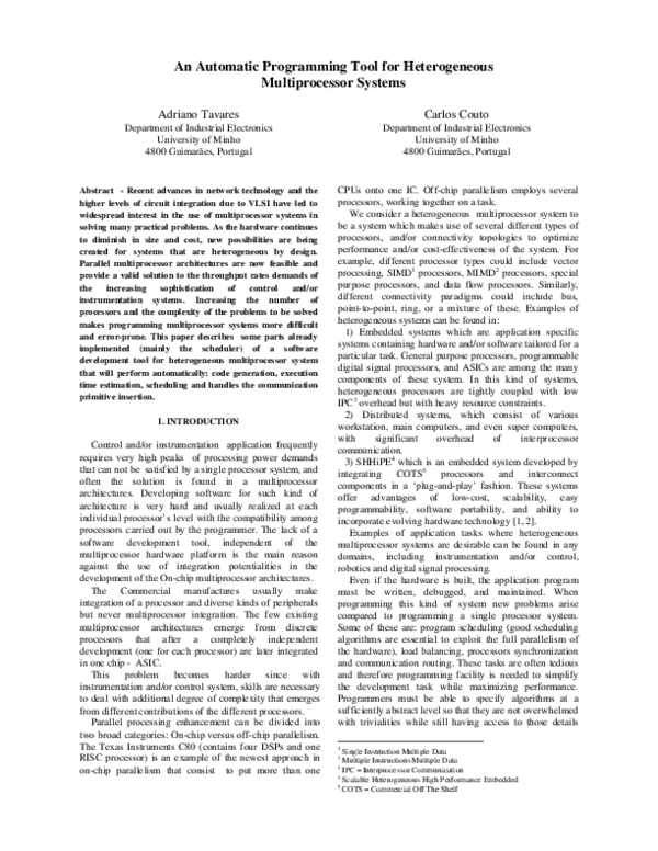 (PDF) Automated Tool for Heterogeneous Multiprocessor Programming