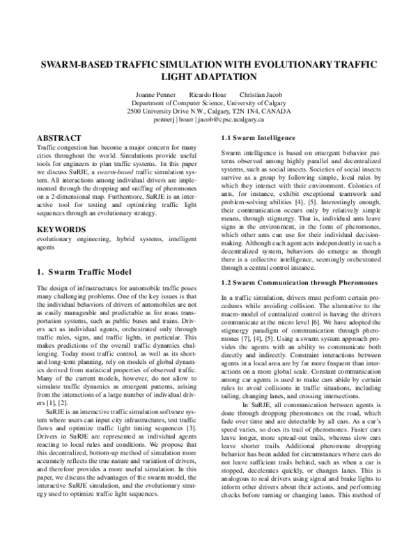 (PDF) Swarm-Based Traffic Simulation With Evolutionary Traffic Light Adaptation