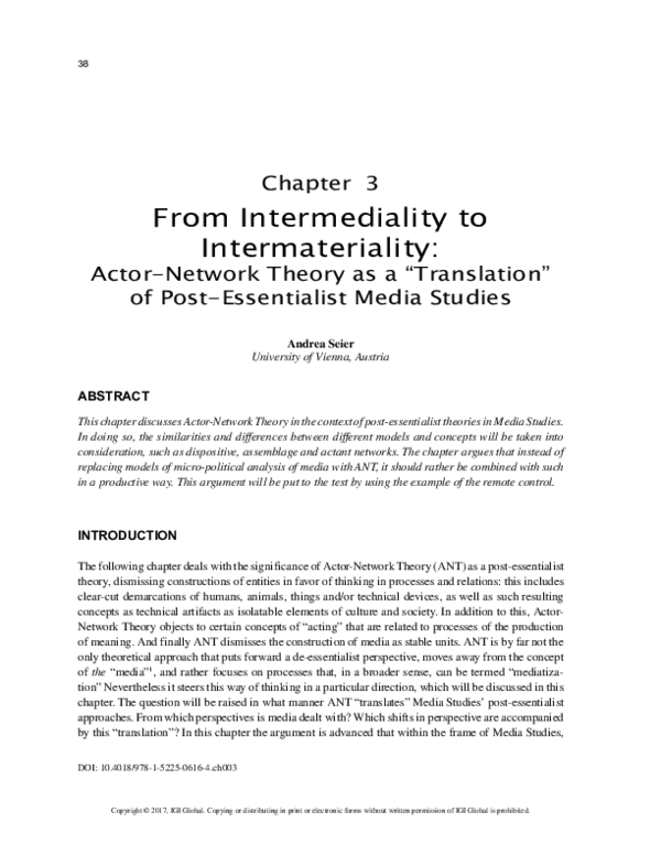 (PDF) From Intermediality to Intermateriality