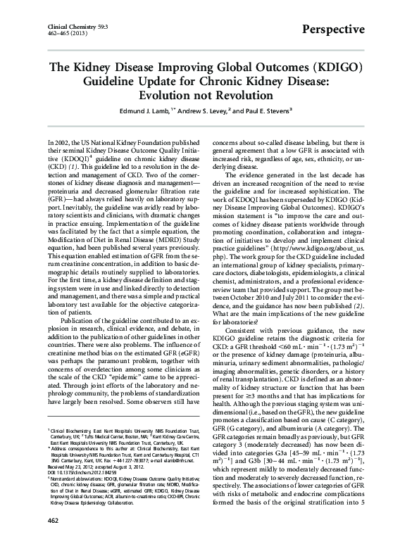 (PDF) The Kidney Disease Improving Global Outcomes (KDIGO) Guideline ...