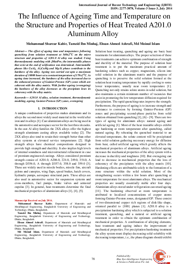 (PDF) The Influence of Ageing Time and Temperature on the Structure and ...