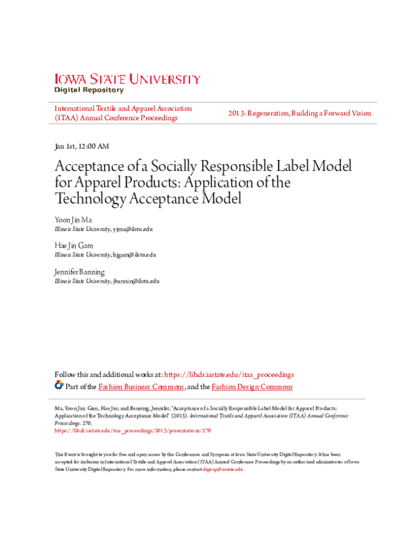 (PDF) Acceptance of a Socially Responsible Label Model for Apparel ...