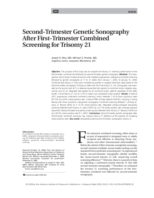 (PDF) Second-trimester genetic sonography after first-trimester ...
