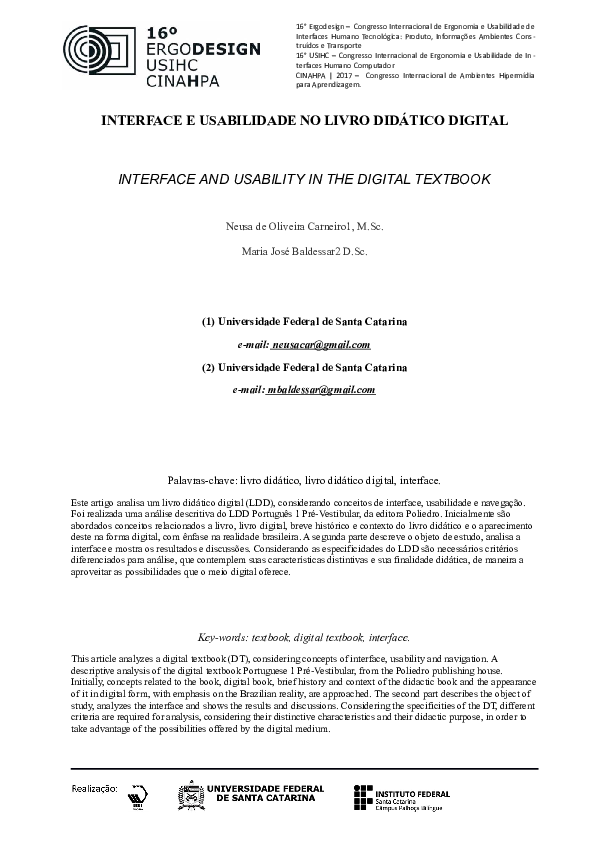 (PDF) Interface e Usabilidade No Livro Didático Digital