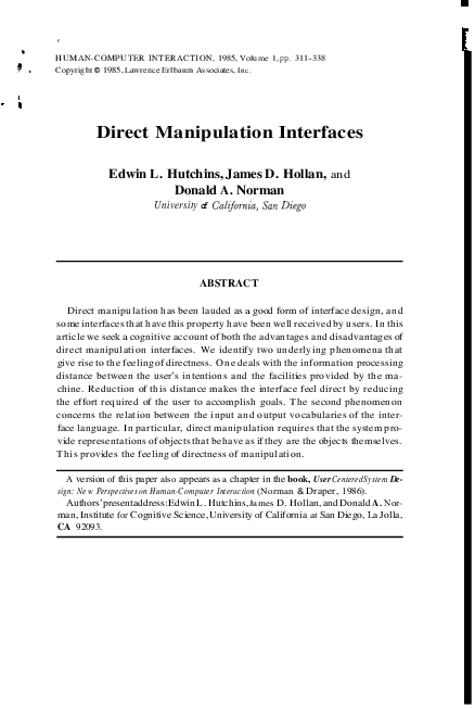 (PDF) Direct Manipulation Interfaces