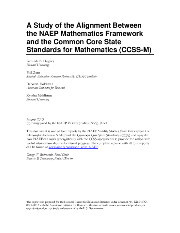(PDF) A Study of the Alignment between the NAEP Mathematics Framework ...