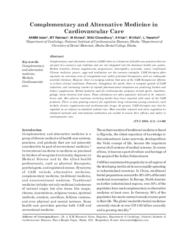 (PDF) Complementary and Alternative Medicine In Cardiovascular Disease ...