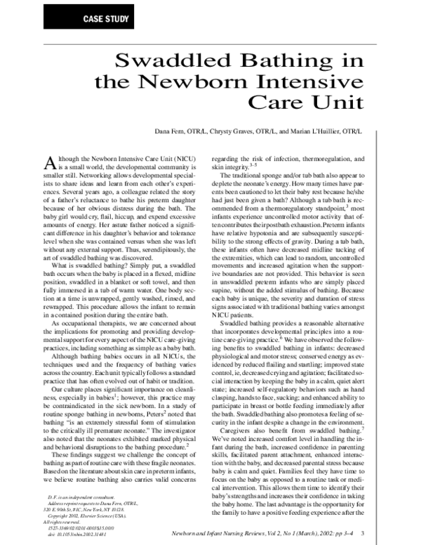 (PDF) Swaddled bathing in the Newborn Intensive Care Unit