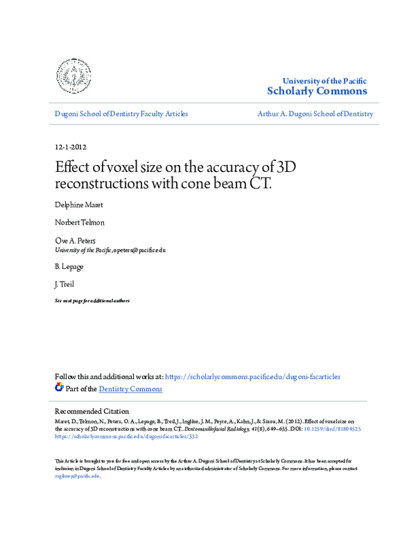 Pdf Effect Of Voxel Size On The Accuracy Of 3d Reconstructions With