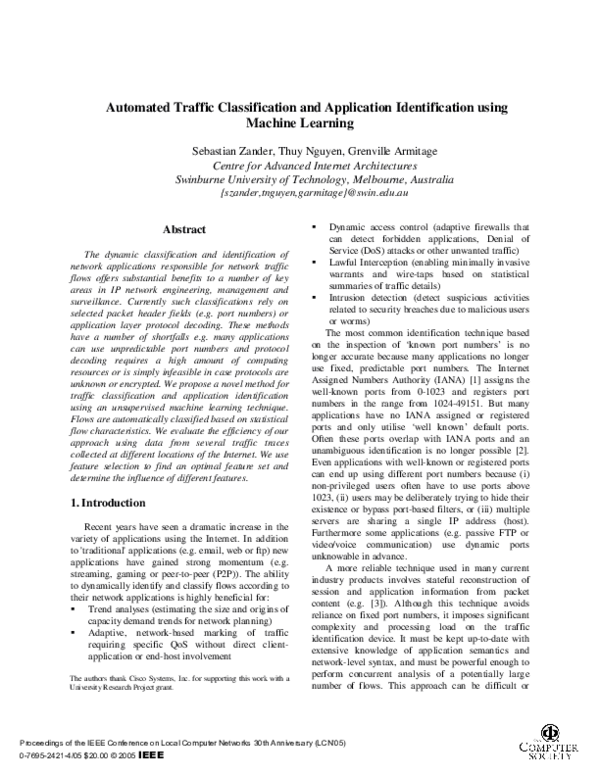 Pdf Automated Traffic Classification And Application Identification