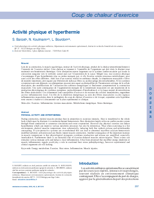 (PDF) Activité physique et hyperthermie