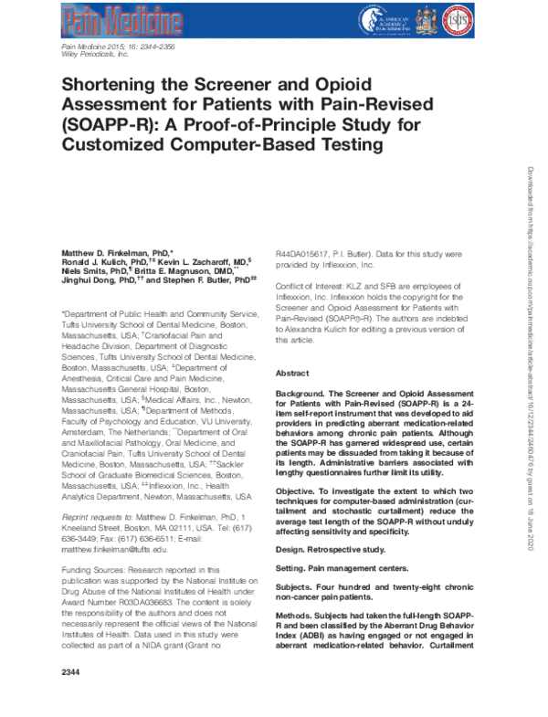 (PDF) Shortening the Screener and Opioid Assessment for Patients with ...