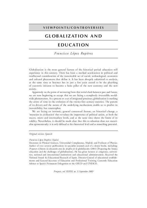 (PDF) Globalization and Education