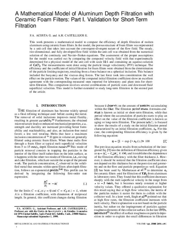 (PDF) A mathematical model of aluminum depth filtration with ceramic ...