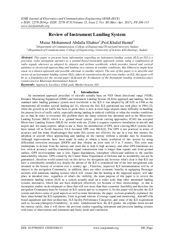 (PDF) Review of Instrument Landing System