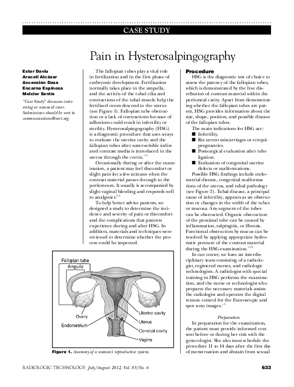 (PDF) Pain in hysterosalpingography