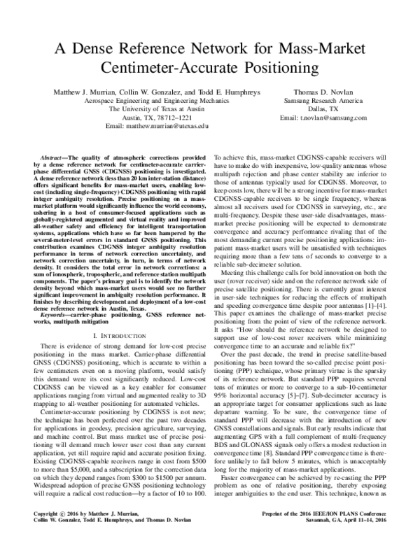 (PDF) A dense reference network for mass-market centimeter-accurate ...