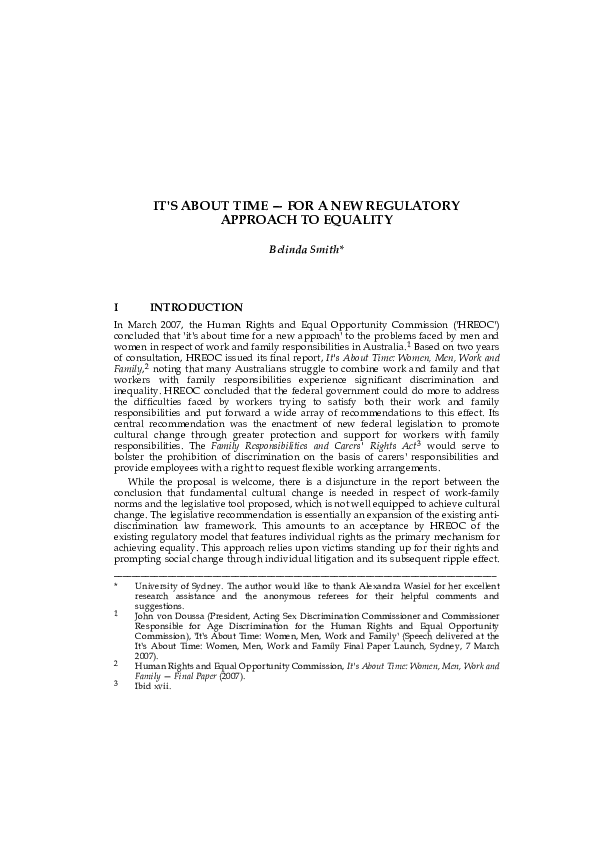 (PDF) It's About Time - For a New Regulatory Approach to Equality ...