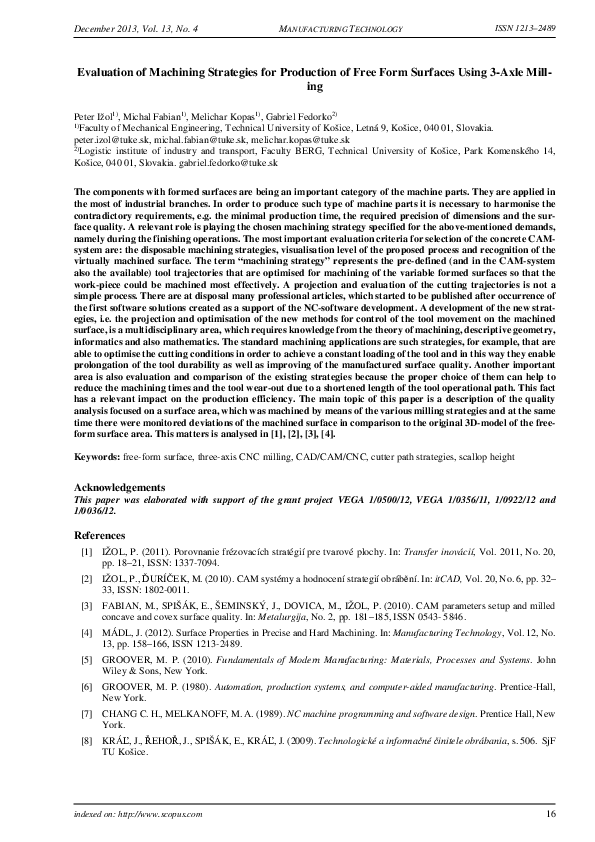 (PDF) Evaluation of Machining Strategies for Production of Free Form ...
