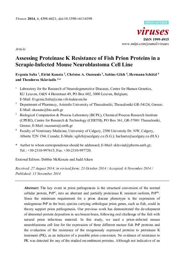 (PDF) Assessing proteinase K resistance of fish prion proteins in a ...